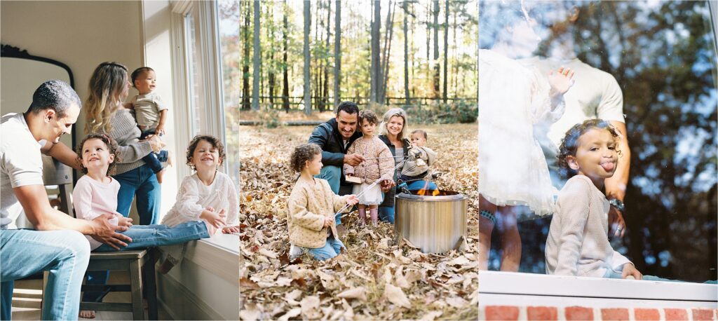 Relaxed Family Photos at Home with S'mores in Apex, NC